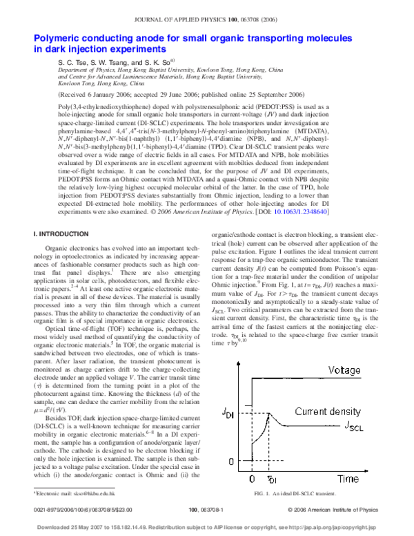 (PDF) Polymeric conducting anode for small organic transporting ...
