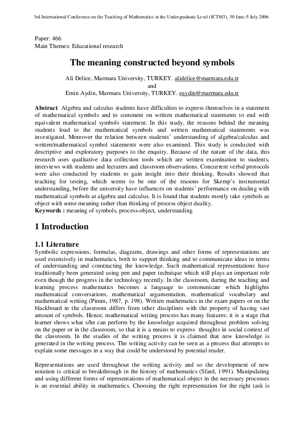 (PDF) The Meaning Constructed beyond Symbols
