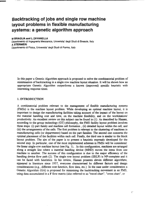 (PDF) Backtracking of jobs and single row machine layout problems in flexible manufacturing ...