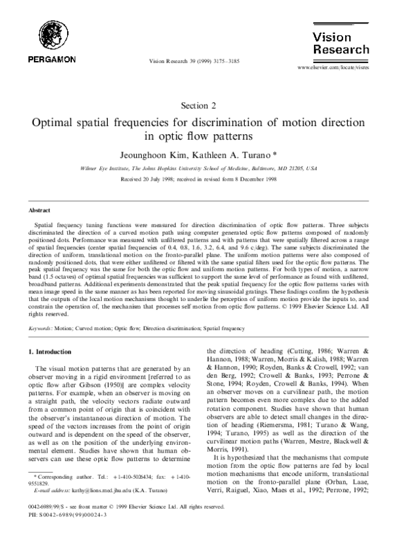 (PDF) Optimal spatial frequencies for discrimination of motion ...