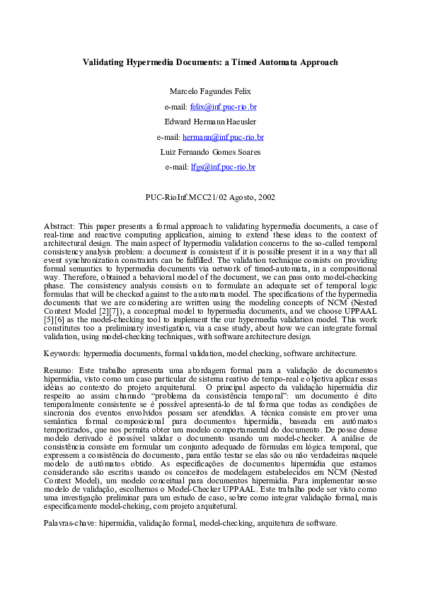 (PDF) Validating hypermedia documents: a timed automata approach