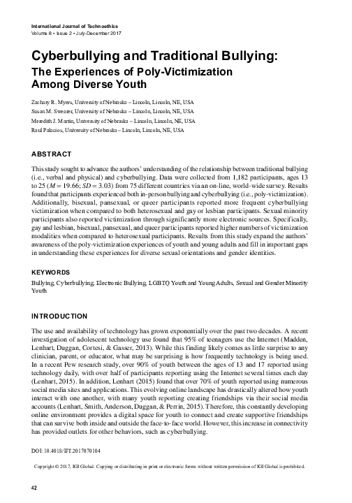 (PDF) Cyberbullying and Traditional Bullying