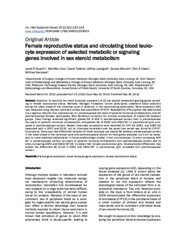 (PDF) Female reproductive status and circulating blood leukocyte ...