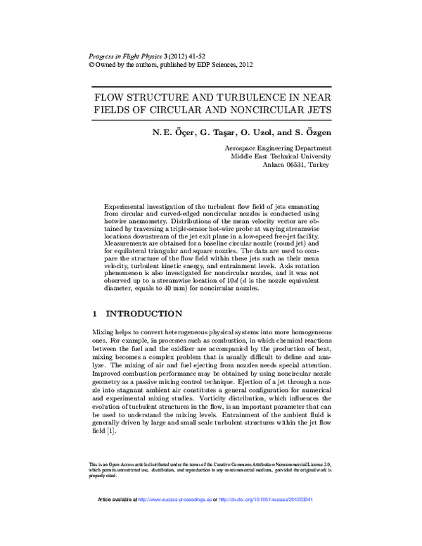 Pdf Flow Structure And Turbulence In Near Fields Of Circular And Noncircular Jets
