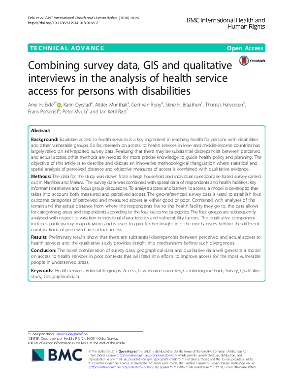 (PDF) Combining survey data, GIS and qualitative interviews in the ...