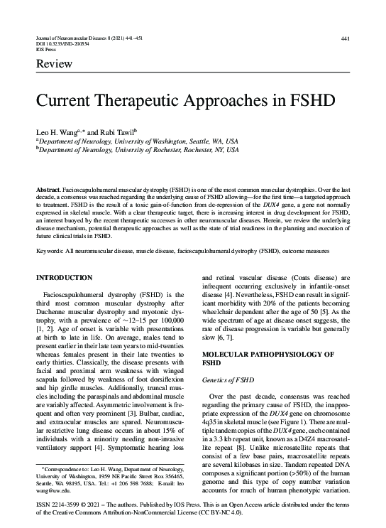 (PDF) Current Therapeutic Approaches in FSHD