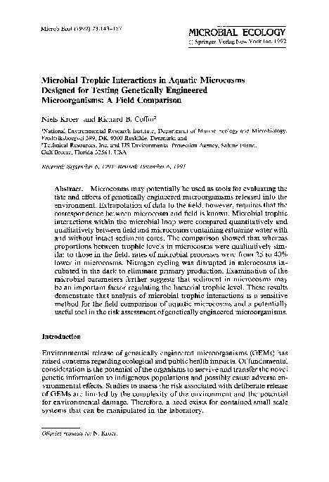 (PDF) Microbial trophic interactions in aquatic microcosms designed for ...