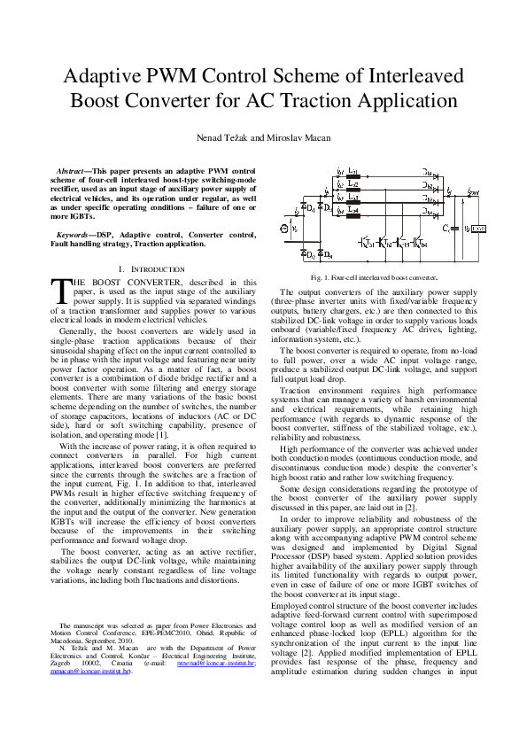 Pdf Adaptive Pwm Control Scheme Of Interleaved Boost Converter For Ac