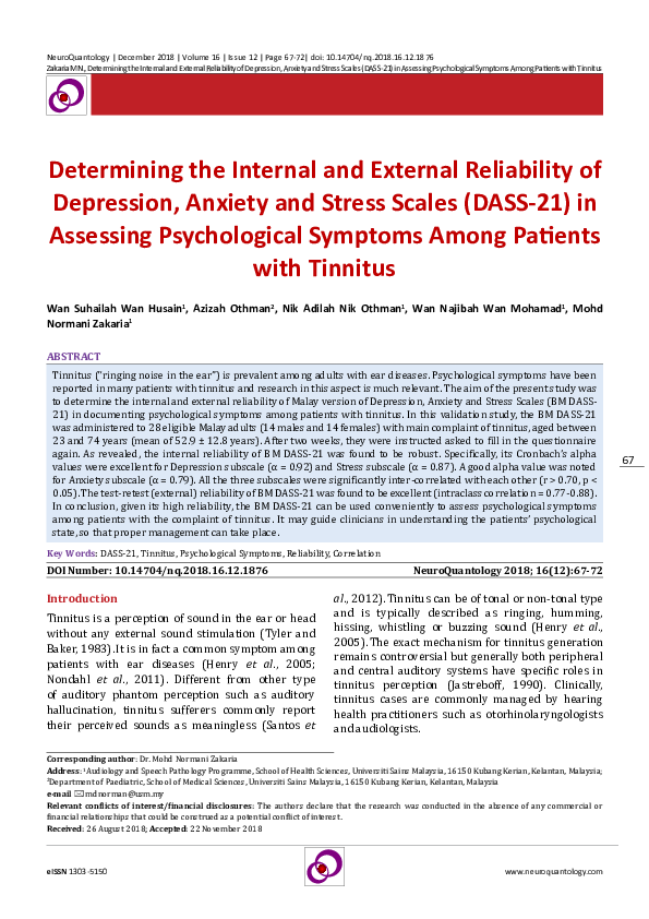(PDF) Determining the Internal and External Reliability of Depression ...