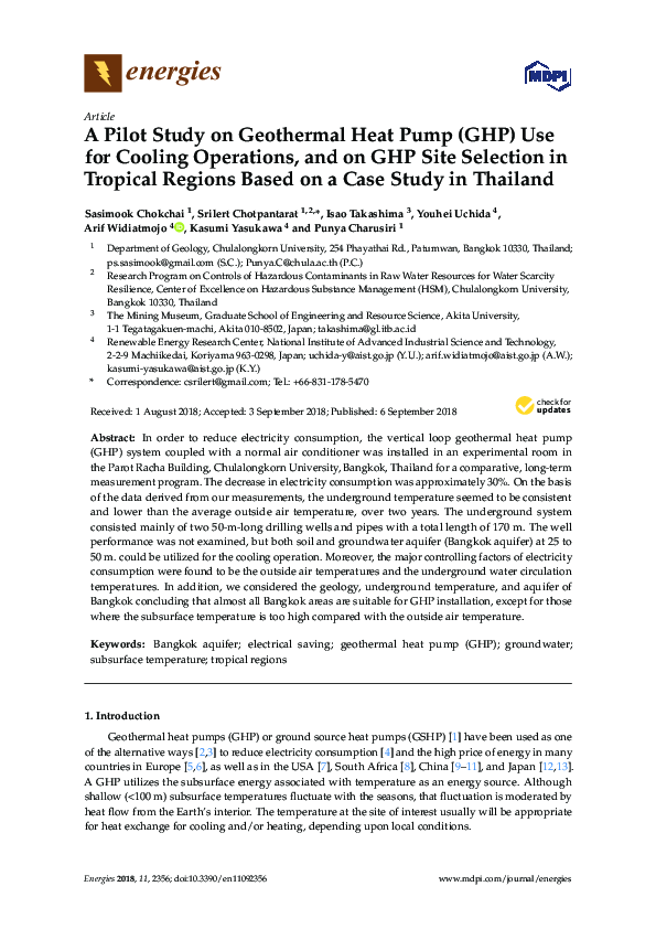 (PDF) A Pilot Study on Geothermal Heat Pump (GHP) Use for Cooling ...