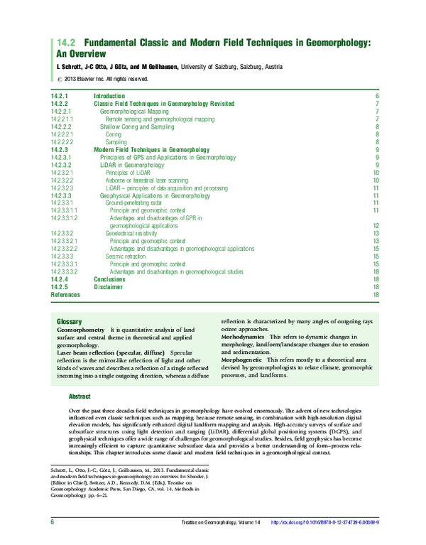 (PDF) Fundamental classic and modern field techniques in Geomorphology ...