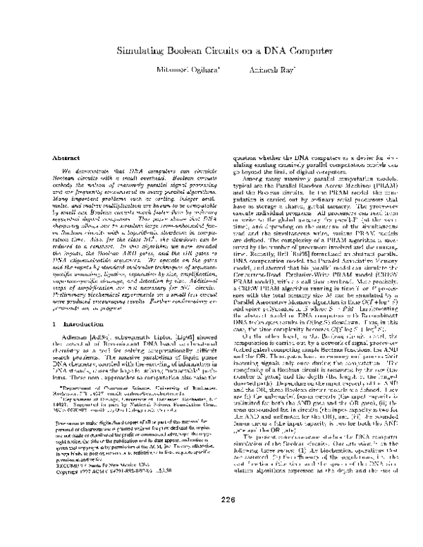 (PDF) Simulating Boolean circuits on a DNA computer