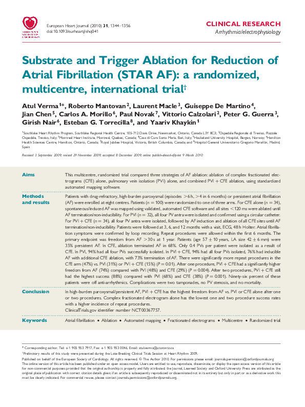 (PDF) Substrate and Trigger Ablation for Reduction of Atrial Fibrillation Trial—Part II (STAR AF ...