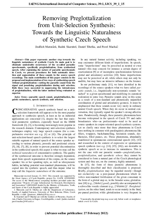 Pdf Removing Preglottalization From Unit Selection Synthesis Towards The Linguistic