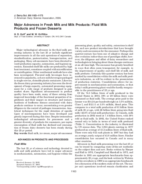 (PDF) Major advances in fresh milk and milk products: fluid milk ...