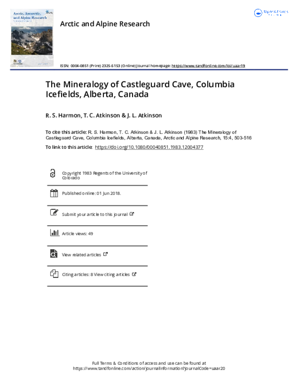 (PDF) The Mineralogy of Castleguard Cave, Columbia Icefields, Alberta ...