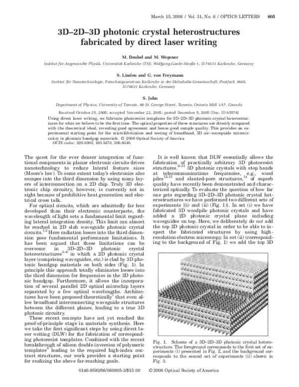 (PDF) 3D-2D-3D Photonic crystal heterostructures by direct laser writing