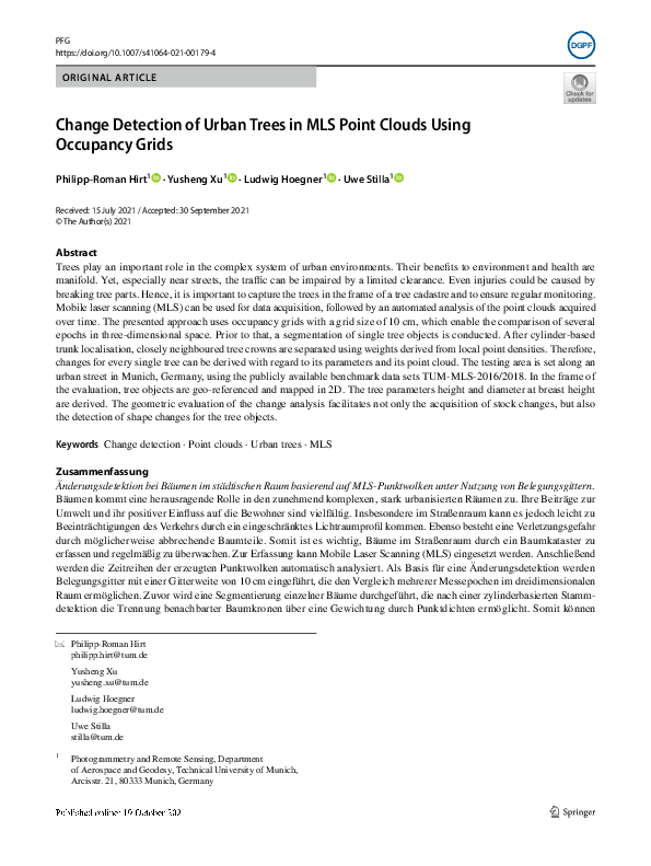 (PDF) Urban Tree Change Detection via MLS Point Clouds and Grids
