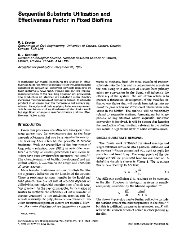 (PDF) Sequential substrate utilization and effectiveness factor in ...
