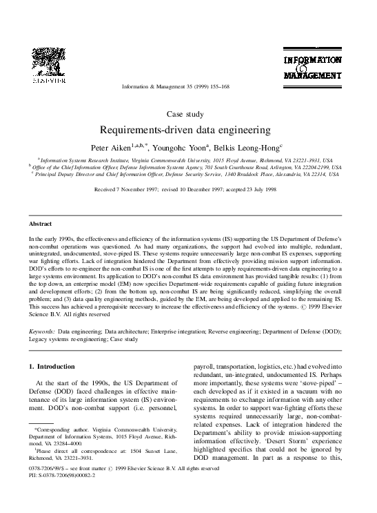 (PDF) Requirements-driven data engineering