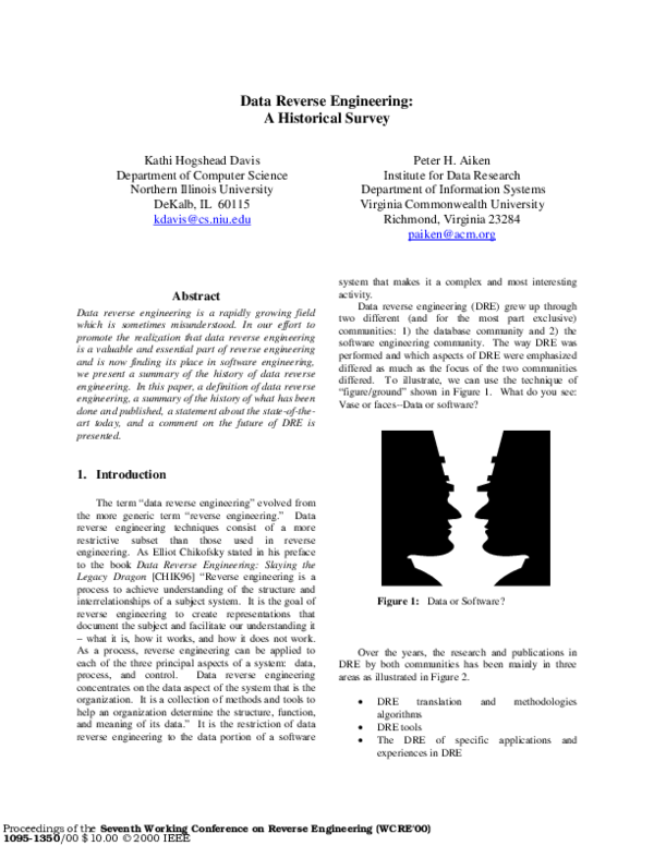 Pdf Data Reverse Engineering A Historical Survey