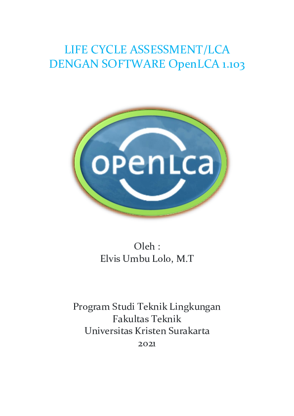 (PDF) LIFE CYCLE ASSESSMENT LCA DENGAN SOFTWARE Open LCA 1 103
