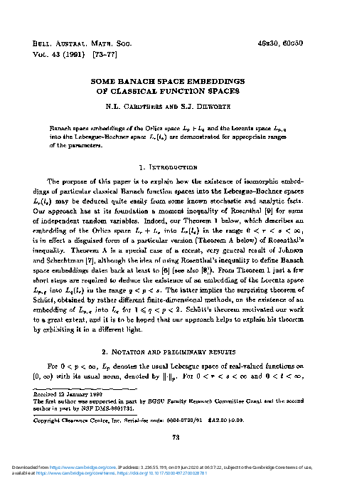 (PDF) Some Banach space embeddings of classical function spaces