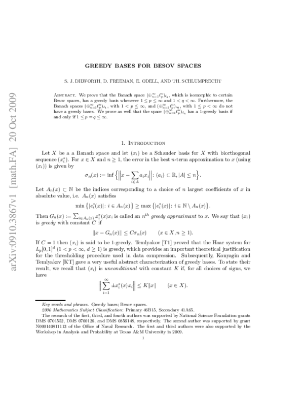 (PDF) Greedy Bases for Besov Spaces
