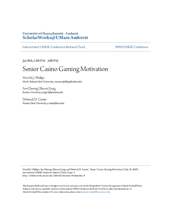 (PDF) Senior casino gaming motivation: measurement scale development
