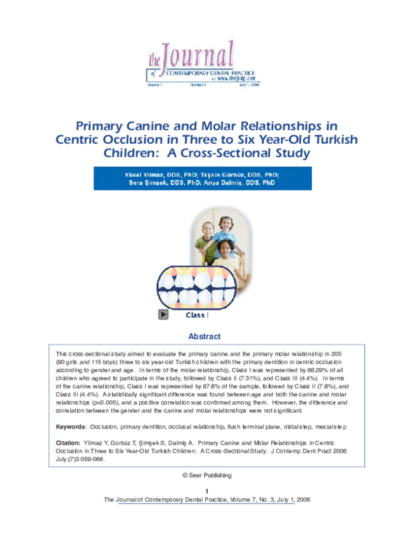 (PDF) Primary canine and molar relationships in centric occlusion in ...
