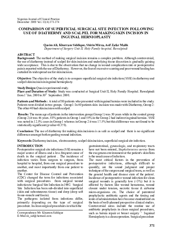 (PDF) Comparison of superficial surgical site infection following use ...