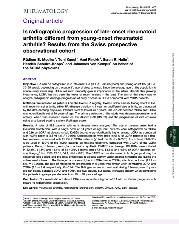 (PDF) Is radiographic progression of late-onset rheumatoid arthritis ...
