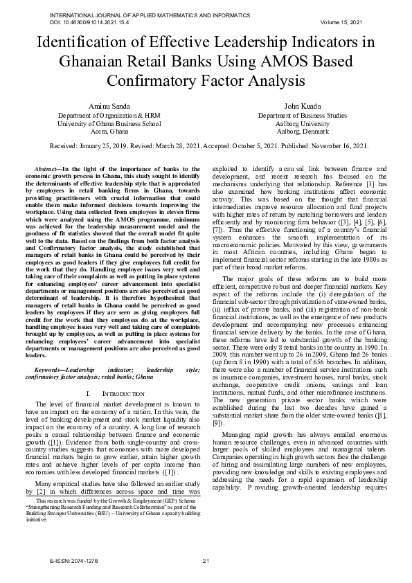 (PDF) Identification of Effective Leadership Indicators in Ghanaian ...
