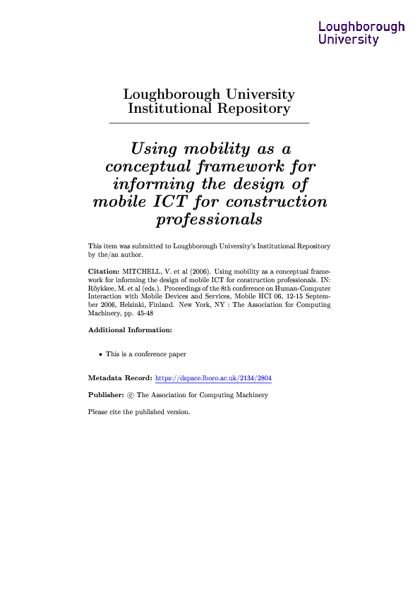 (PDF) Using mobility as a conceptual framework for informing the design ...