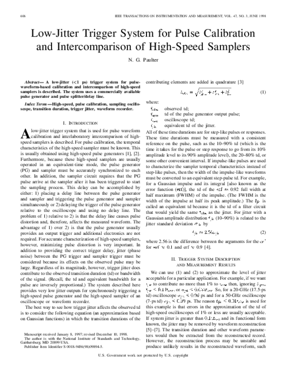 (PDF) Low-jitter trigger system for pulse calibration and intercomparison of high-speed samplers