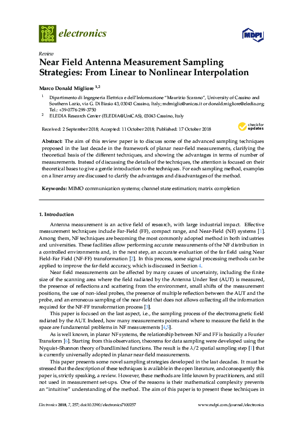 (PDF) Near Field Antenna Measurement Sampling Strategies: From Linear ...