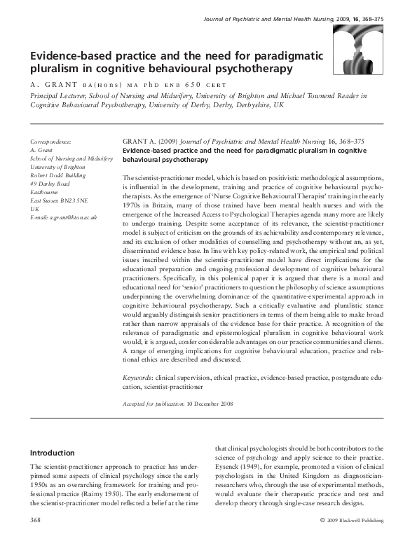 (PDF) Evidence-based practice and the need for paradigmatic pluralism ...