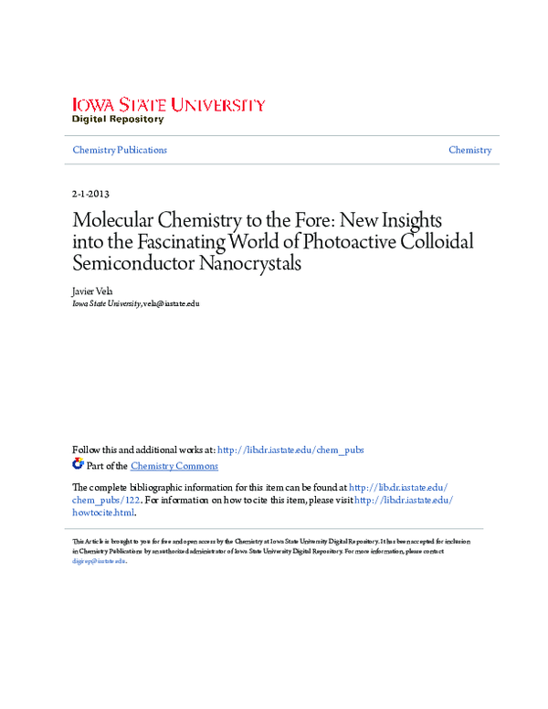 (PDF) Molecular chemistry to the fore: New insights into the ...