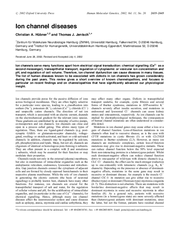 (PDF) Ion channel diseases