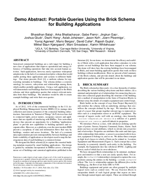 (PDF) Portable Queries Using the Brick Schema for Building Applications
