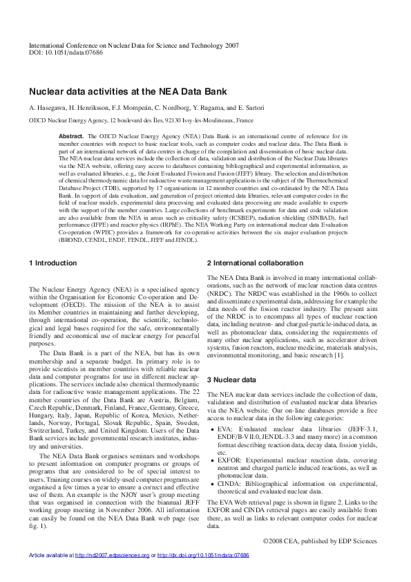 (PDF) Nuclear data activities at the NEA Data Bank | Y. Rugama ...