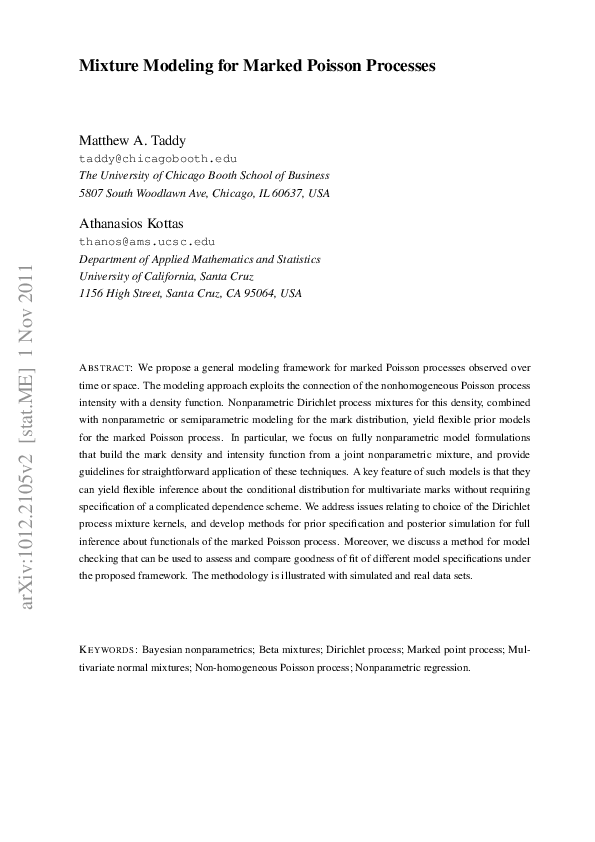 (PDF) Mixture Modeling for Marked Poisson Processes