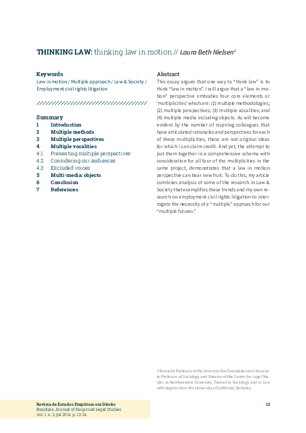 (PDF) Thinking law: thinking law in motion