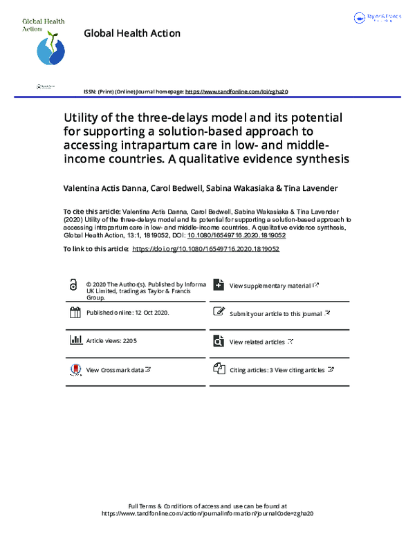 (PDF) Utility of the three-delays model and its potential for ...