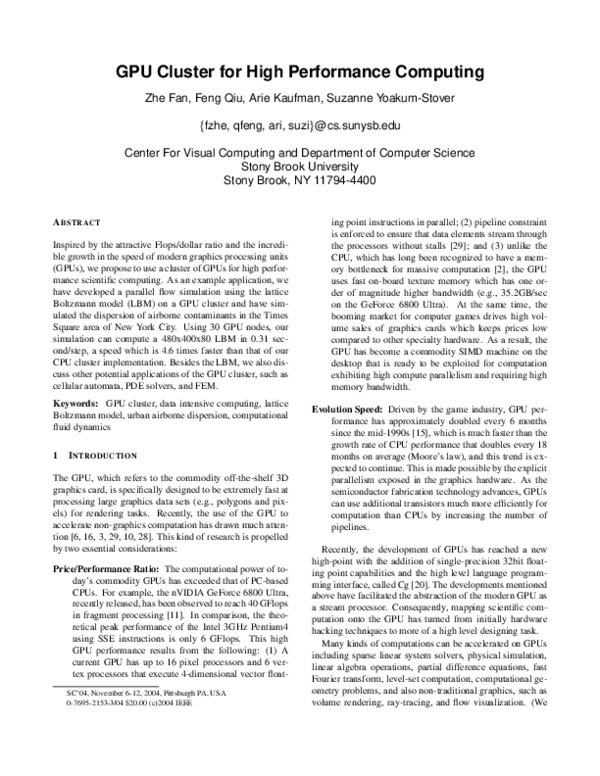 (PDF) GPU cluster for high performance computing