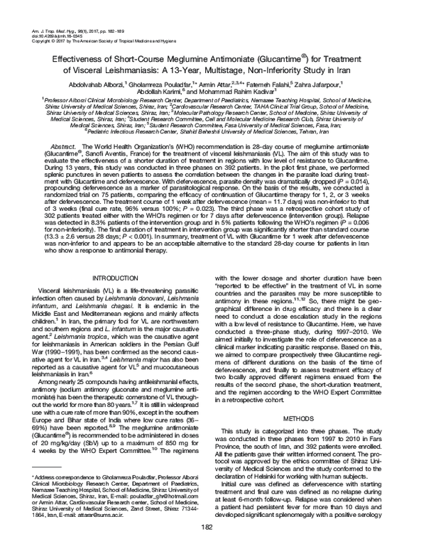 (PDF) Effectiveness of Short-Course Meglumine Antimoniate (Glucantime ...