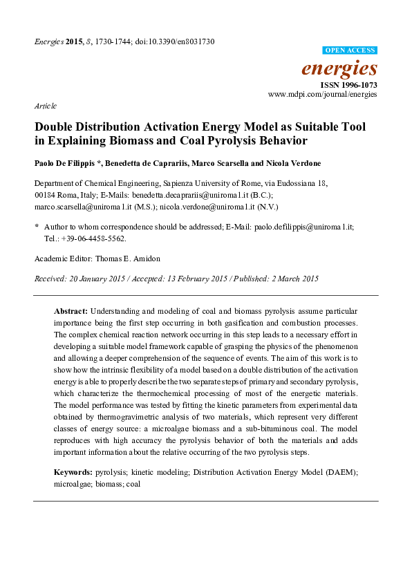(PDF) Double Distribution Activation Energy Model as Suitable Tool in ...