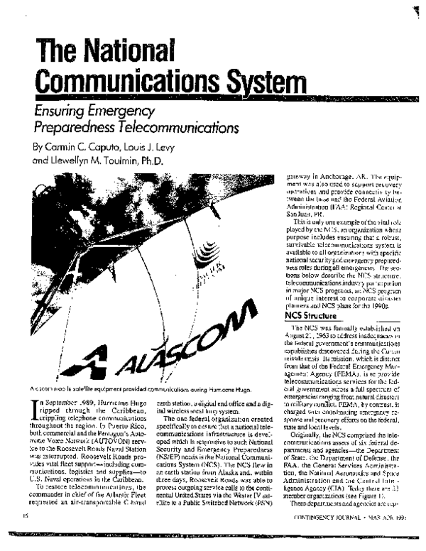(PDF) The National Communications System: Ensuring Emergency ...