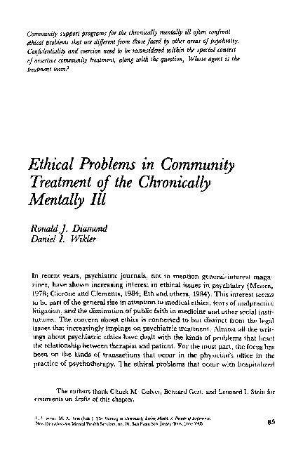 (PDF) Ethical problems in community treatment of the chronically ...