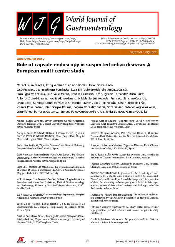(PDF) Role of capsule endoscopy in suspected celiac disease: A European ...